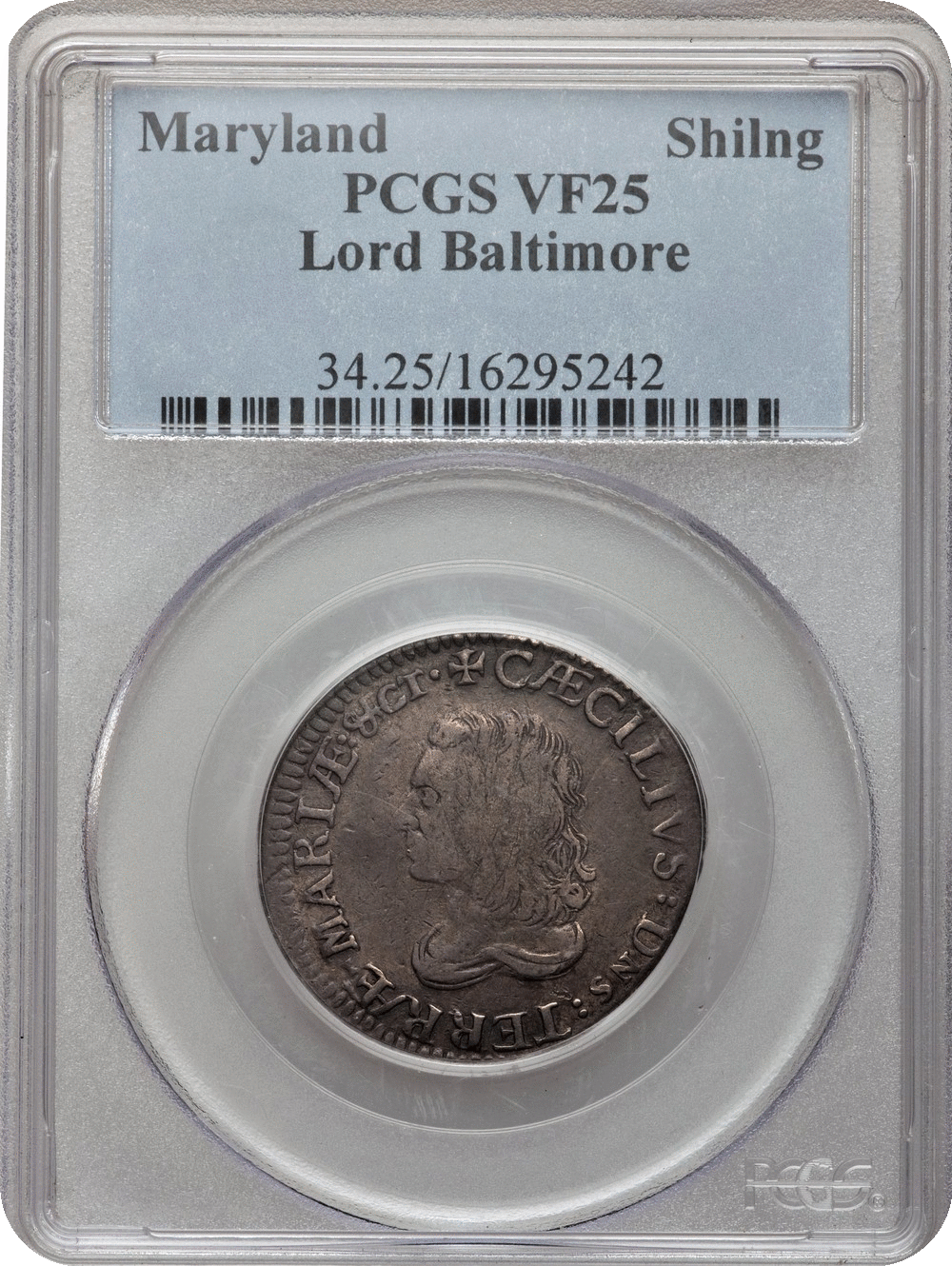 (1659) SHILNG Lord Baltimore Shilling VF25 PCGS. – First Class Coins