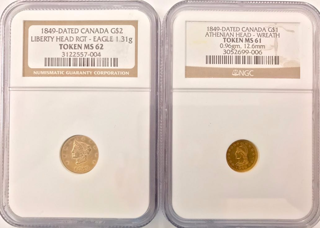 1849 British Columbia Gold Set. G$1 NGC MS61 G$2 NGC MS62 – First Class ...