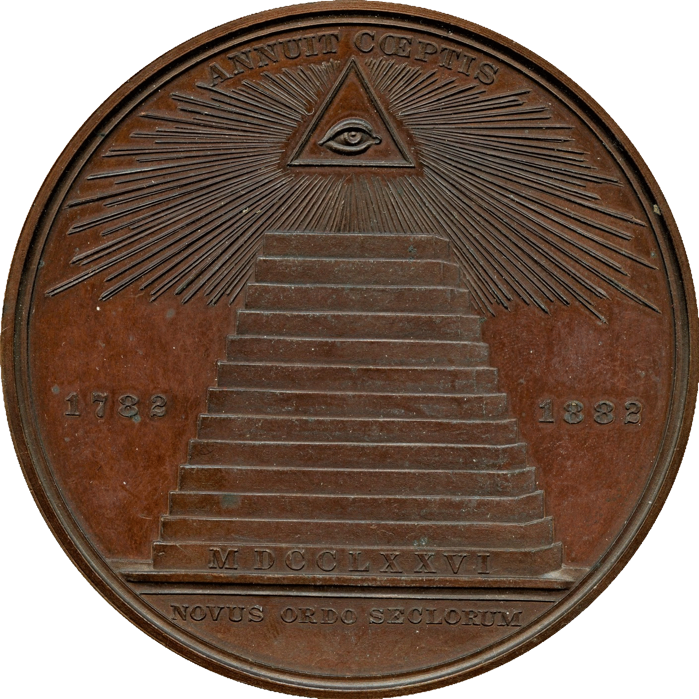 1882 Great Seal Centennial Medal. Bronzed Copper. 62.5 mm. By Charles ...