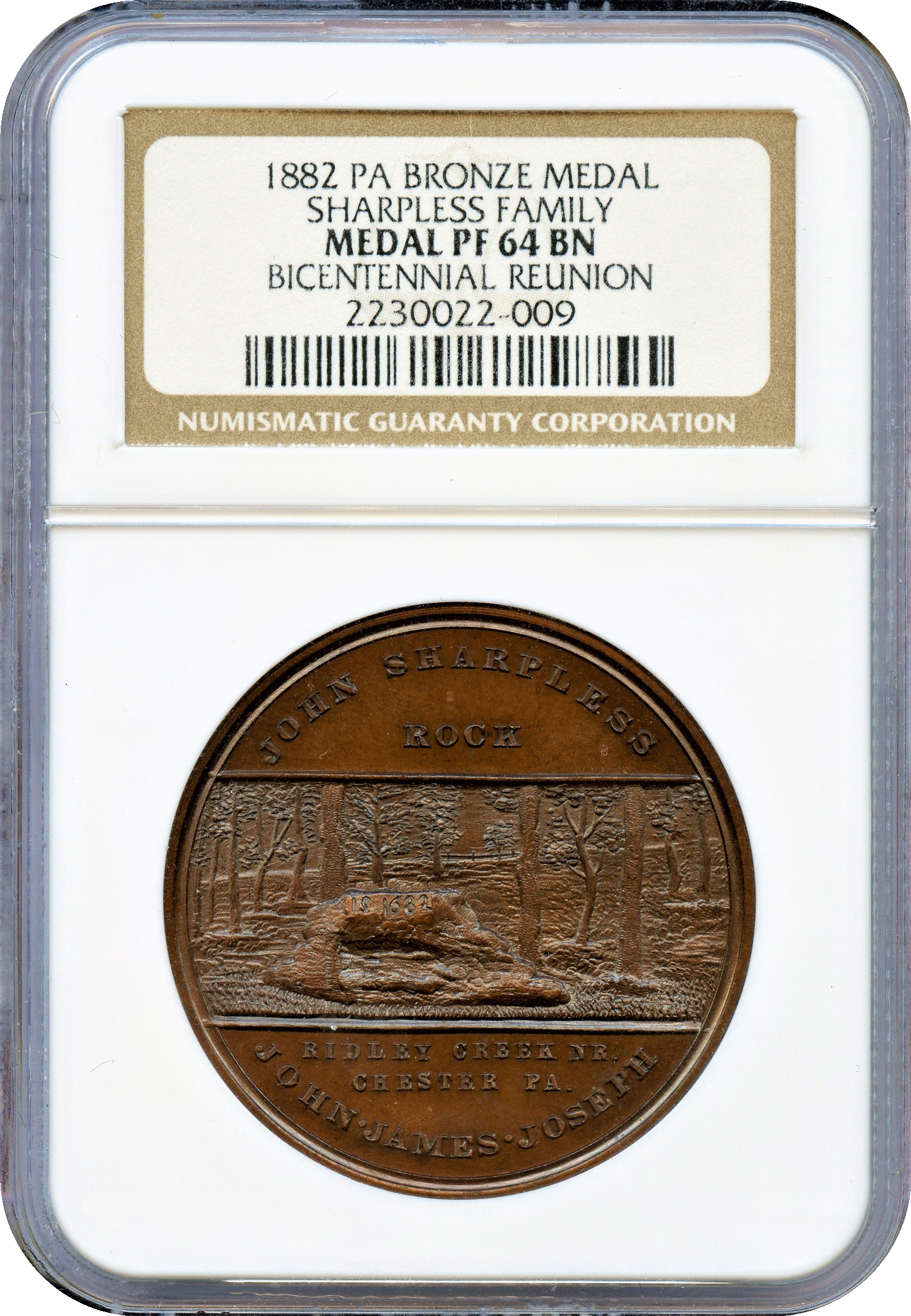 1882 Sharpless Family NGC PF64BN Bicentennial Reunion – First Class Coins